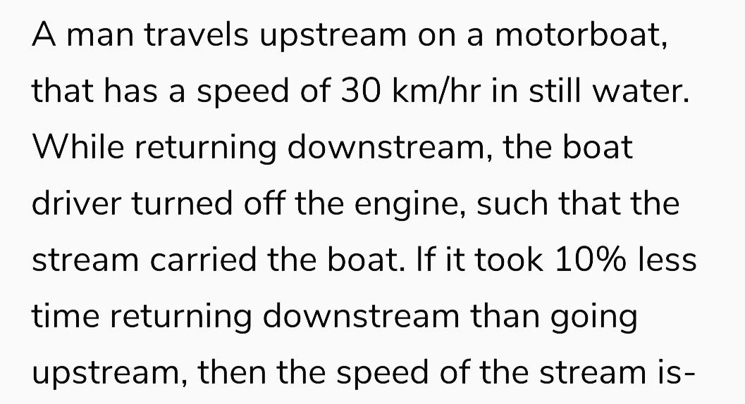 Solved A man travels upstream on a motorboat, that has a | Chegg.com