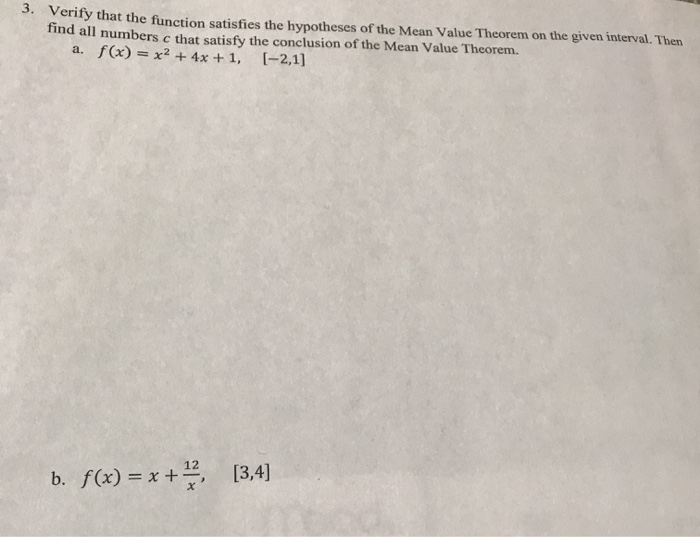 Solved 3. Verify that the function satisfies the hypotheses | Chegg.com