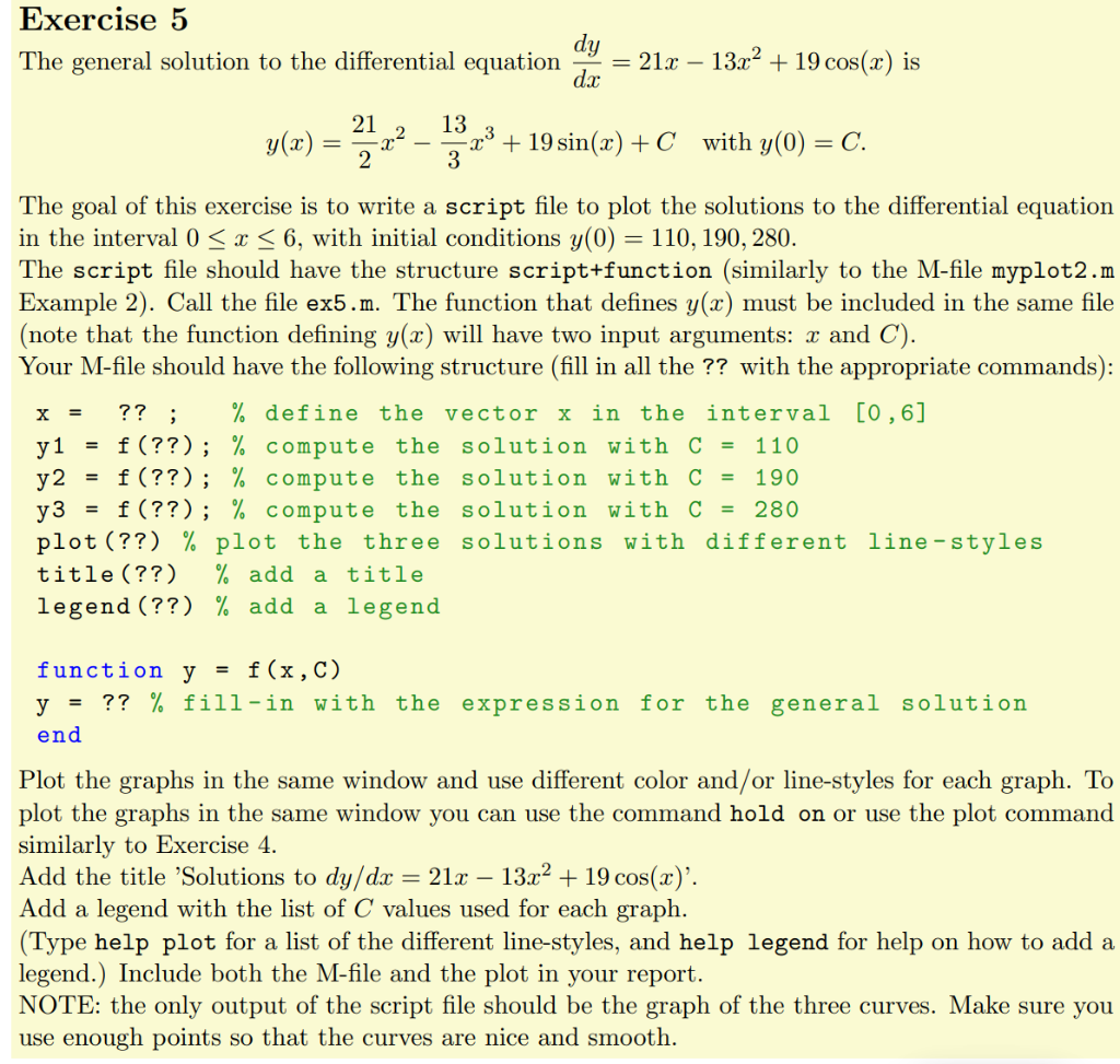 Solved Exercise 5 The general solution to the differential | Chegg.com