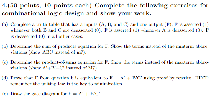 Solved 4.(50 points, 10 points each) Complete the following | Chegg.com