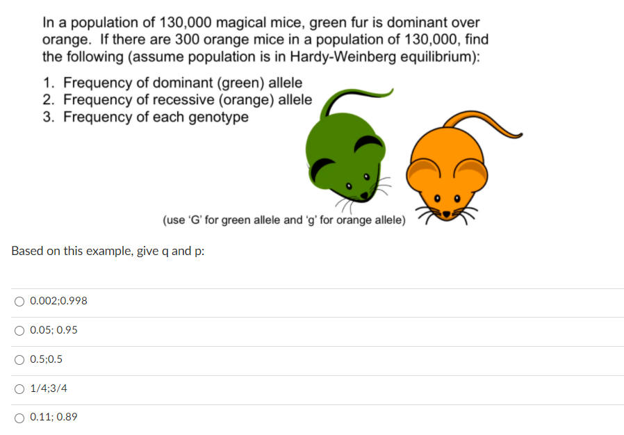 Solved In a population of 130,000 magical mice, green fur is | Chegg.com