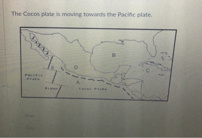 Solved The Cocos plate is moving towards the Pacific plate. | Chegg.com