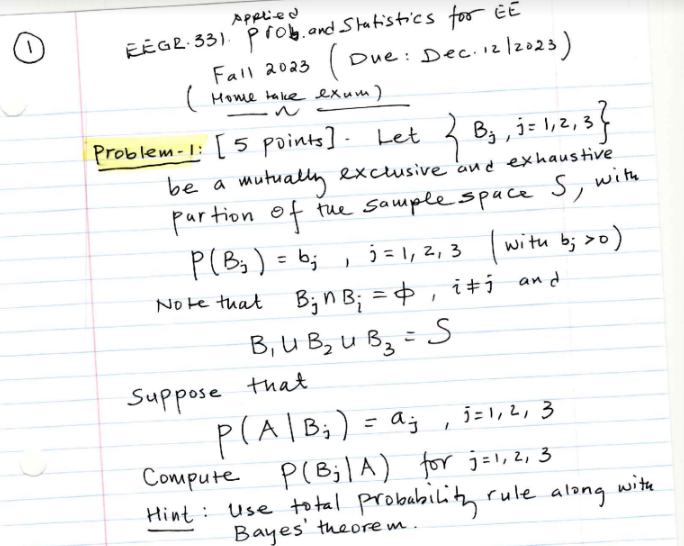 Solved EEGR.331: pppried and Statistics for EE Fall 2023 | Chegg.com