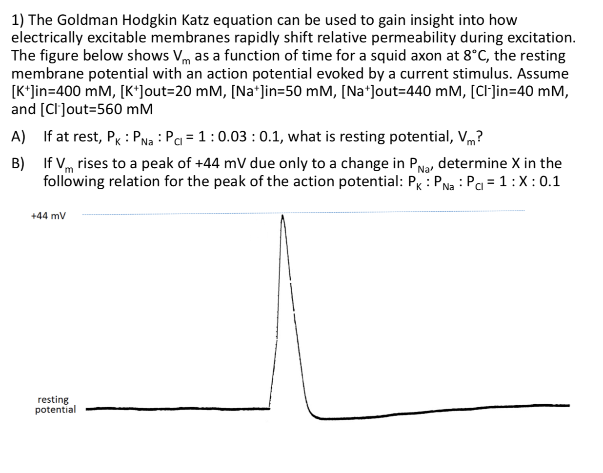 Solved 1) The Goldman Hodgkin Katz equation can be used to | Chegg.com