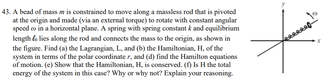 Solved 19 X 43. A bead of mass m is constrained to move | Chegg.com