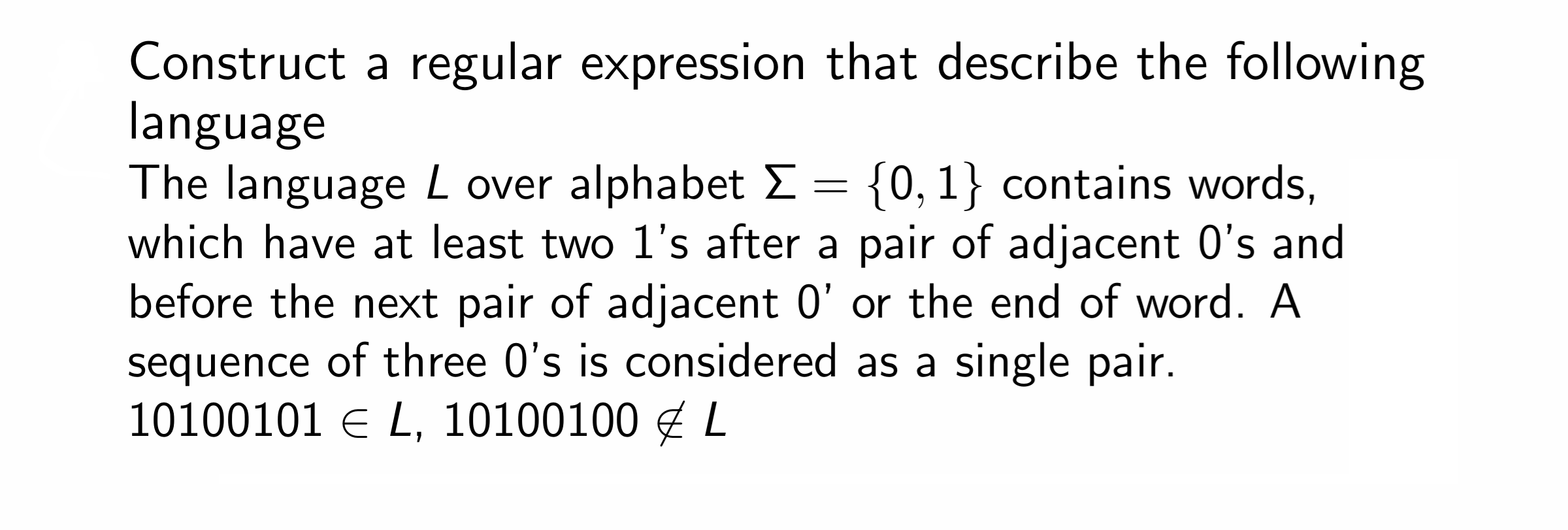 Construct a regular expression that describe the | Chegg.com
