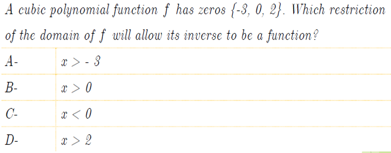 Solved A cubic polynomial function f has zeros (-3, 0, 2). | Chegg.com