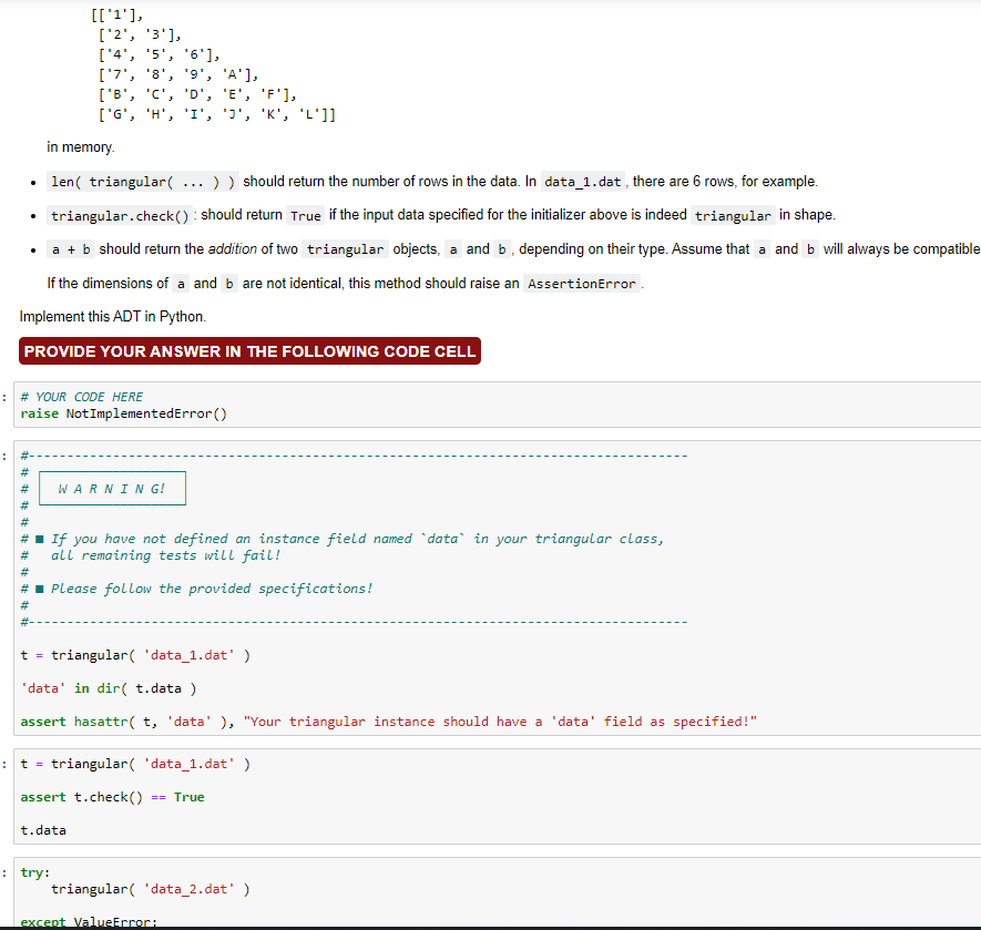 Solved Consider the following file with "triangular" data, | Chegg.com