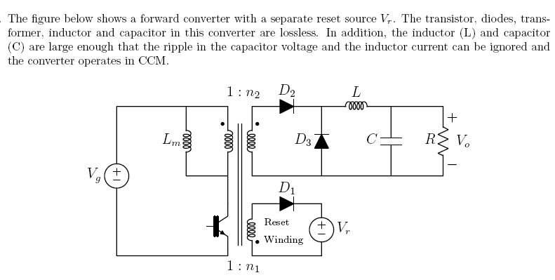 Solved The figure below shows a forward converter with a | Chegg.com