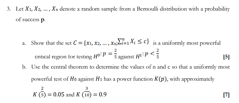 3. Let X1,X2,…,Xn denote a random sample from a | Chegg.com