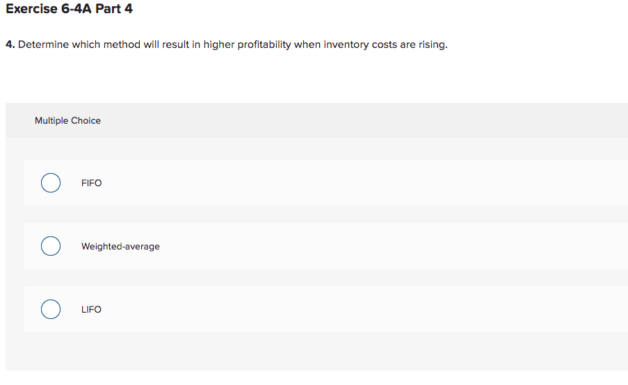 Solved Required information Exercise 6-4A Calculate | Chegg.com