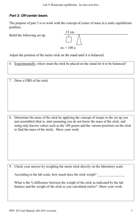Solved Lab 9: Rotational equilibrium. In class activities | Chegg.com