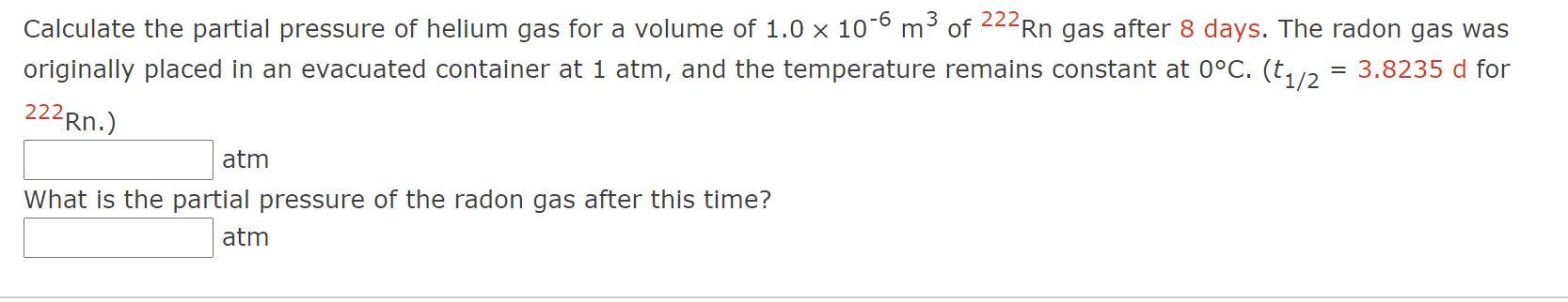Solved 222 Calculate the partial pressure of helium gas for | Chegg.com
