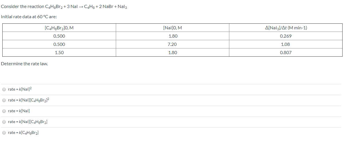Solved Consider the reaction C4H2Br2+3 Nal C4H3 + 2 NaBr + | Chegg.com