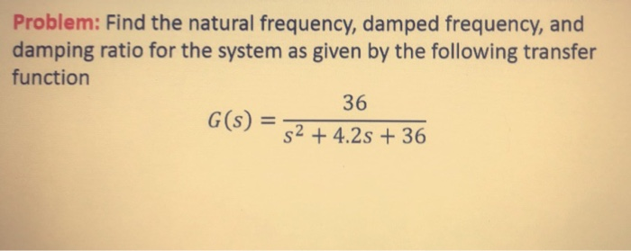 Solved Problem: Find the natural frequency, damped | Chegg.com