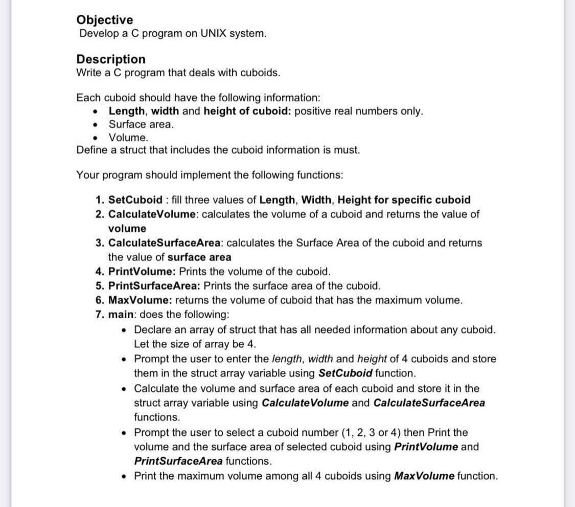 Solved Objective Develop a C program on UNIX system. | Chegg.com