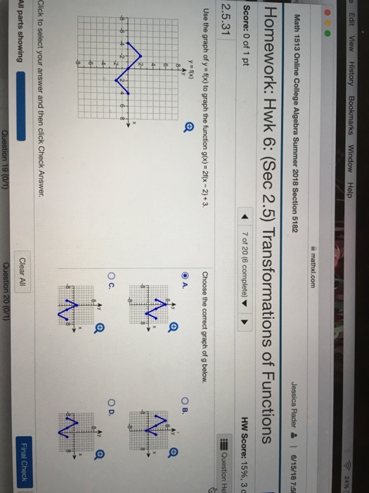 Solved Homework: Hwk 6: (Sec 2.5) Transformations of | Chegg.com