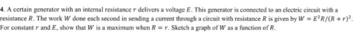 Solved . A certain generator with an internal resistance r | Chegg.com