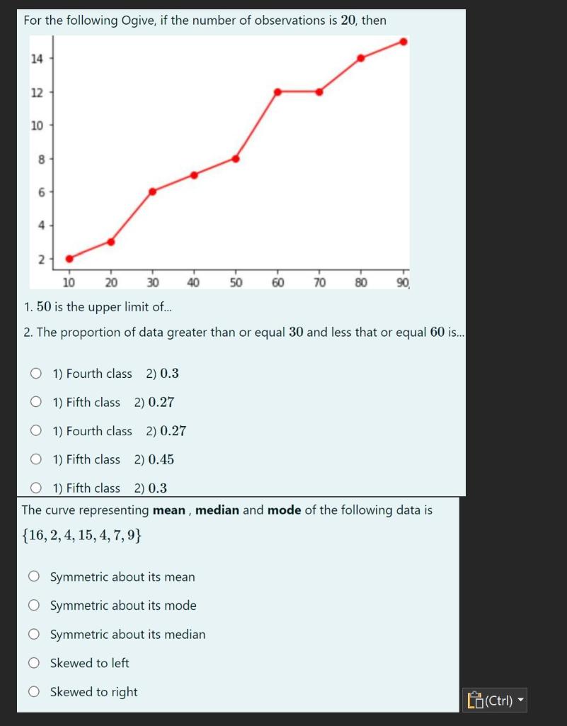 Solved For the following Ogive, if the number of | Chegg.com