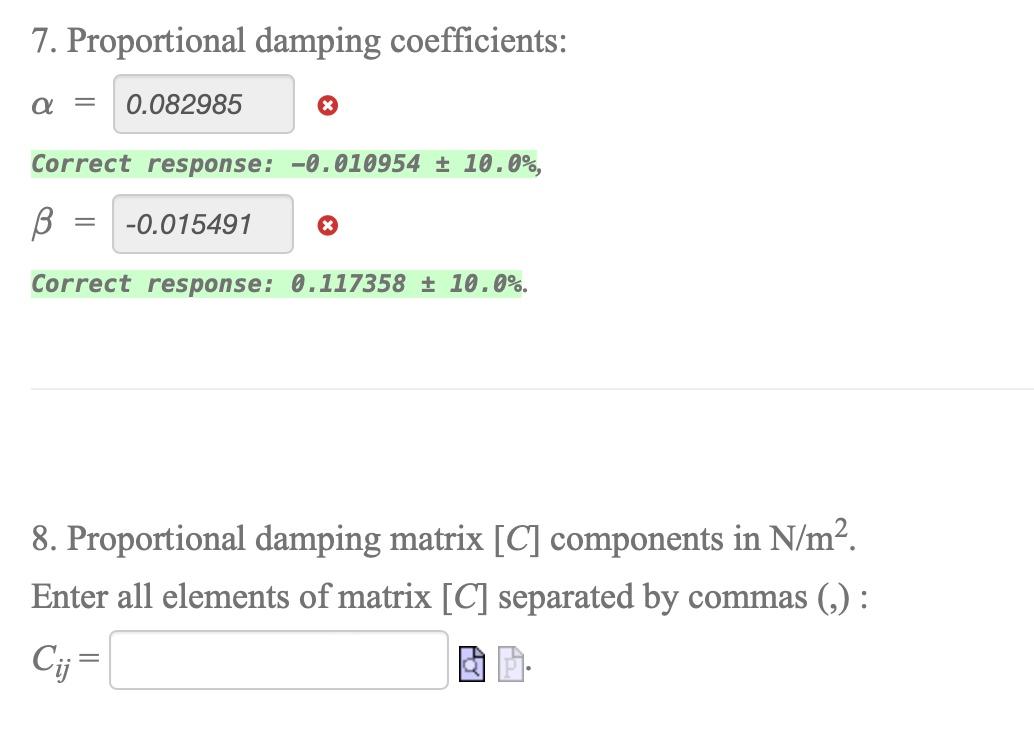 7 Proportional Damping Coefficients β Correct