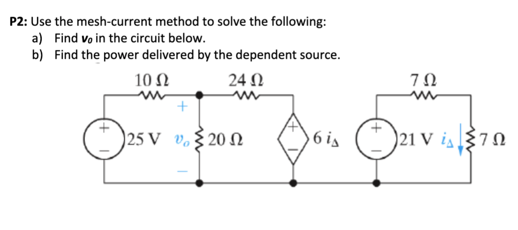 Solved P2: Use the mesh-current method to solve the | Chegg.com