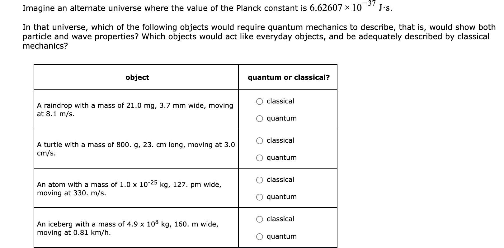 Solved Imagine an alternate universe where the value of the | Chegg.com