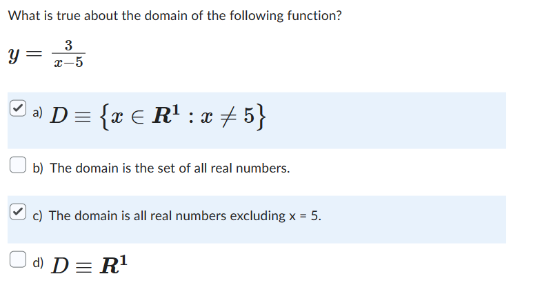 Solved What is true about the domain of the following | Chegg.com