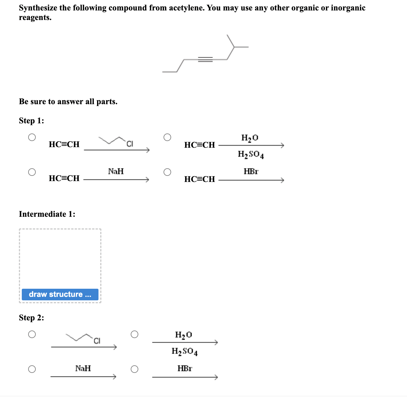 Solved Synthesize the following compound from acetylene. You | Chegg.com