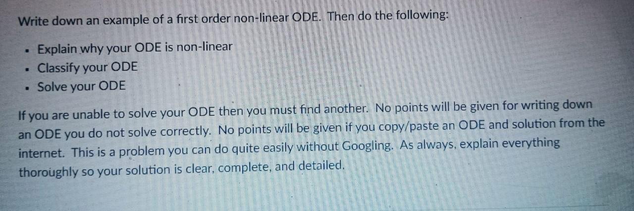 Solved Write down an example of a first order non-linear | Chegg.com
