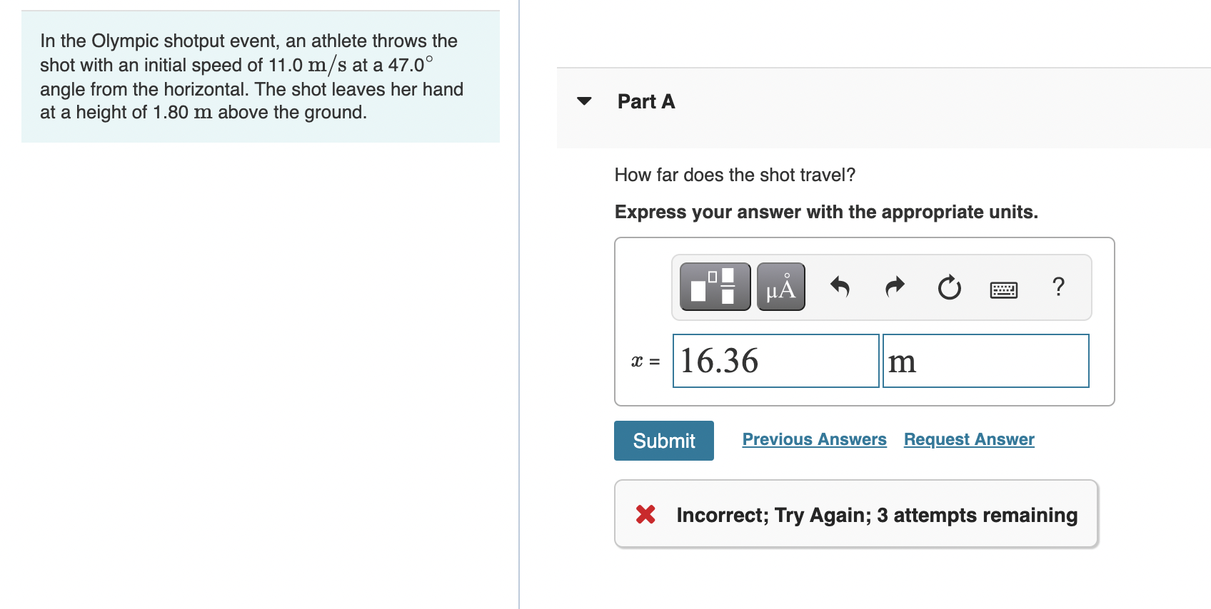 Solved In the Olympic shotput event, an athlete throws the | Chegg.com