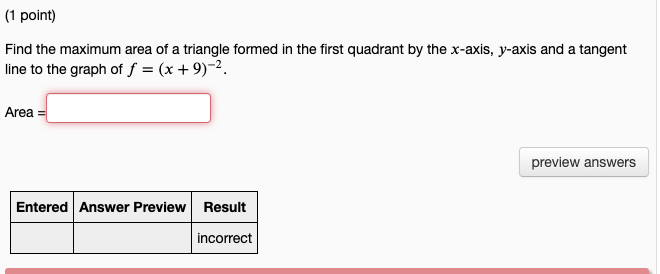 Solved Find the maximum area of a triangle formed in the | Chegg.com