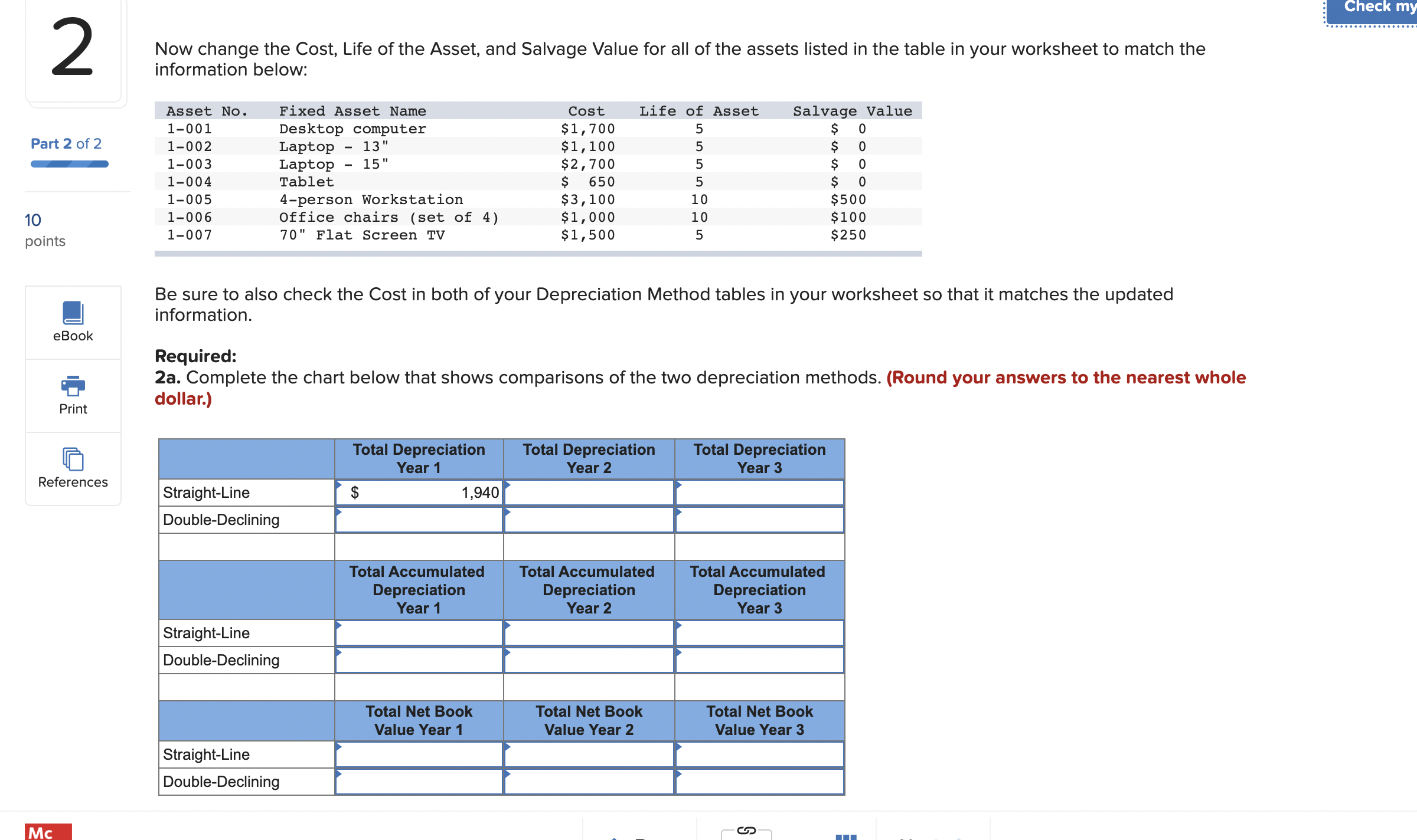 Solved Now change the Cost, Life of the Asset, and Salvage | Chegg.com