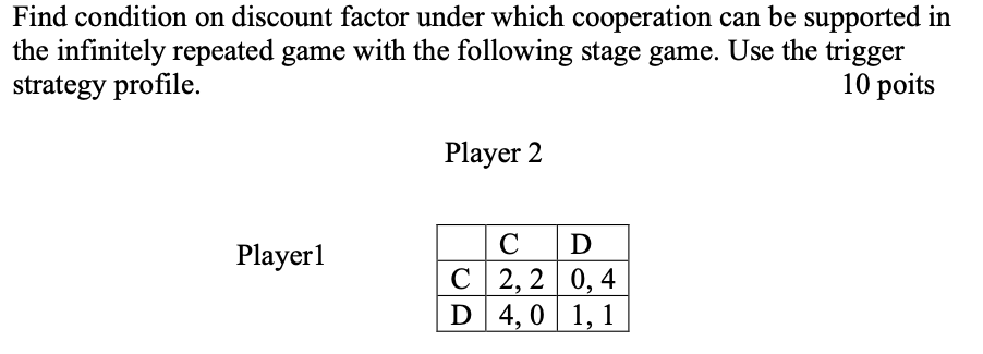 Solved Find condition on discount factor under which | Chegg.com