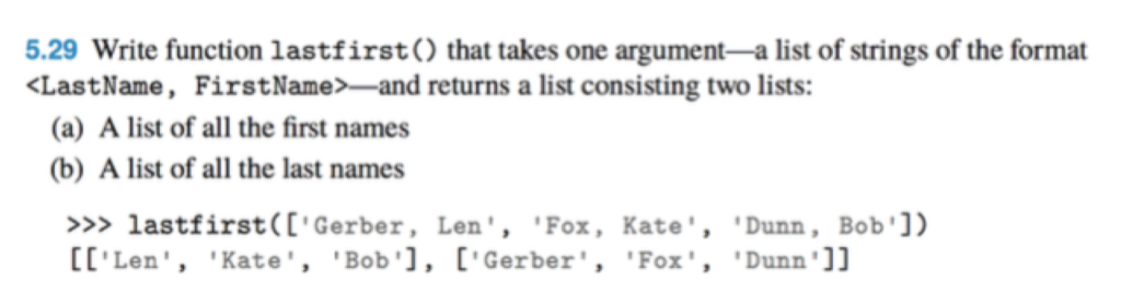 Solved 5.29 Write function lastfirst that takes one | Chegg.com