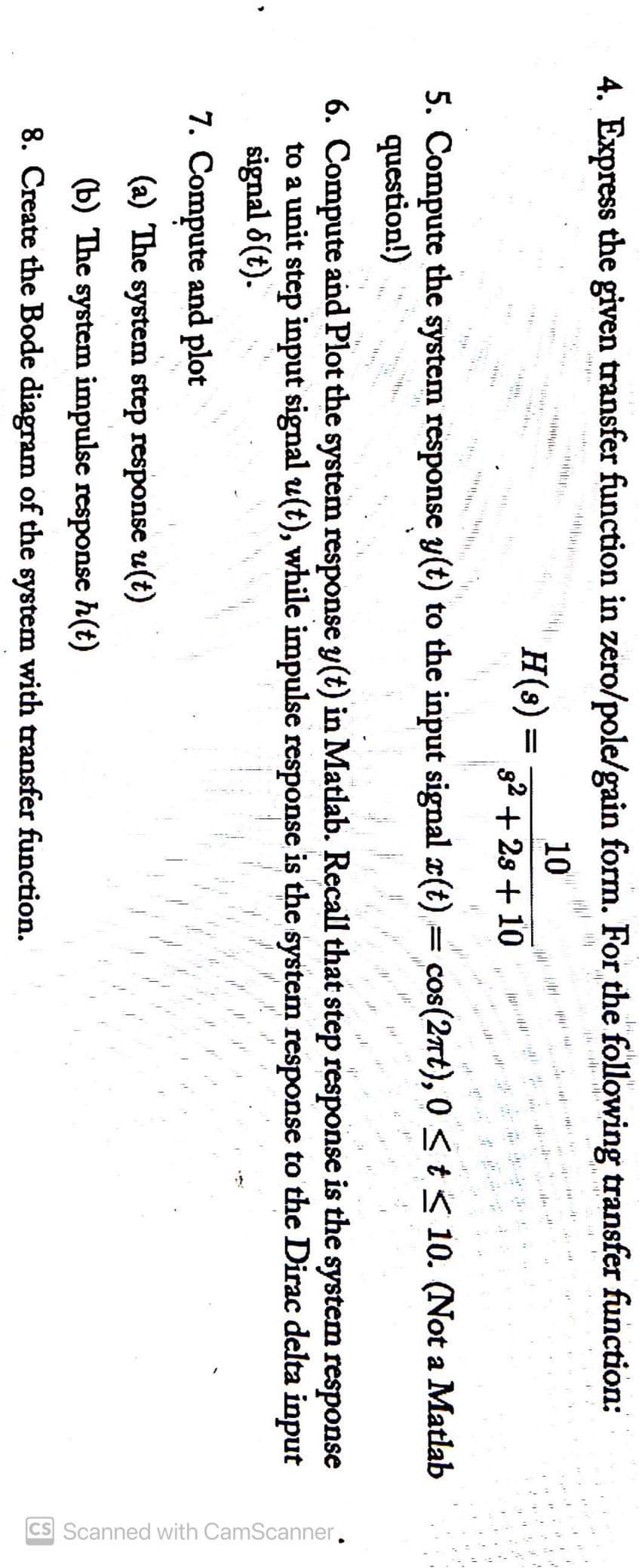 Solved 11 4. Express the given transfer function in | Chegg.com