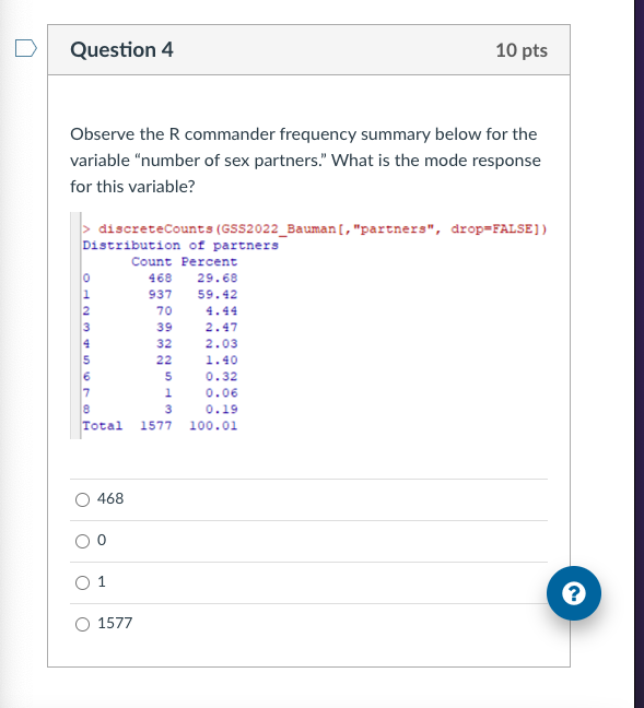 Solved Observe the R commander frequency summary below for | Chegg.com