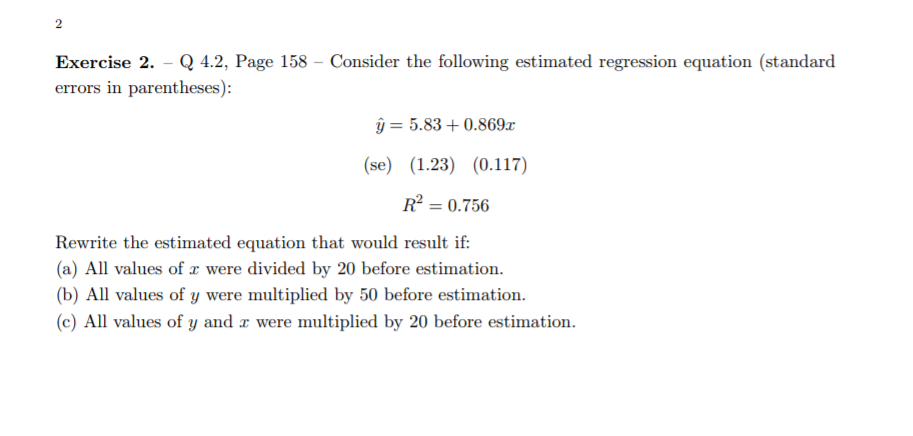 Solved Exercise 2. Q 4.2, Page 158 - Consider the following | Chegg.com