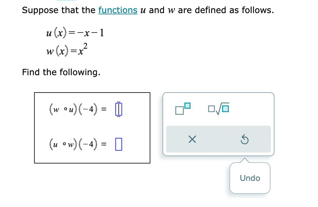 Solved Suppose that the functions u and w are defined as | Chegg.com
