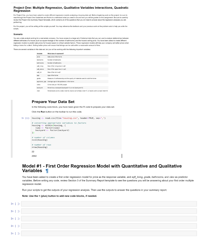 3. Model #1 - First Order Regression Model with | Chegg.com