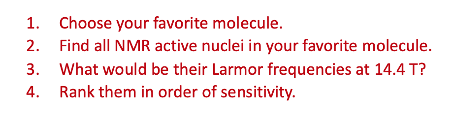 Solved 1. Choose your favorite molecule. 2. Find all NMR | Chegg.com