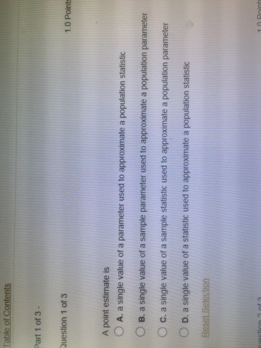 Solved Part 1 of 3- Question 1 of 3 1.0 Point A point | Chegg.com