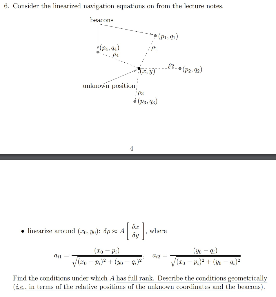 Solved 6. Consider the linearized navigation equations on | Chegg.com