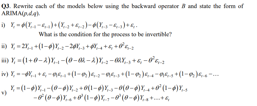 == Q3. Rewrite each of the models below using the | Chegg.com