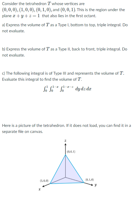 Solved Consider the tetrahedron T whose vertices are | Chegg.com
