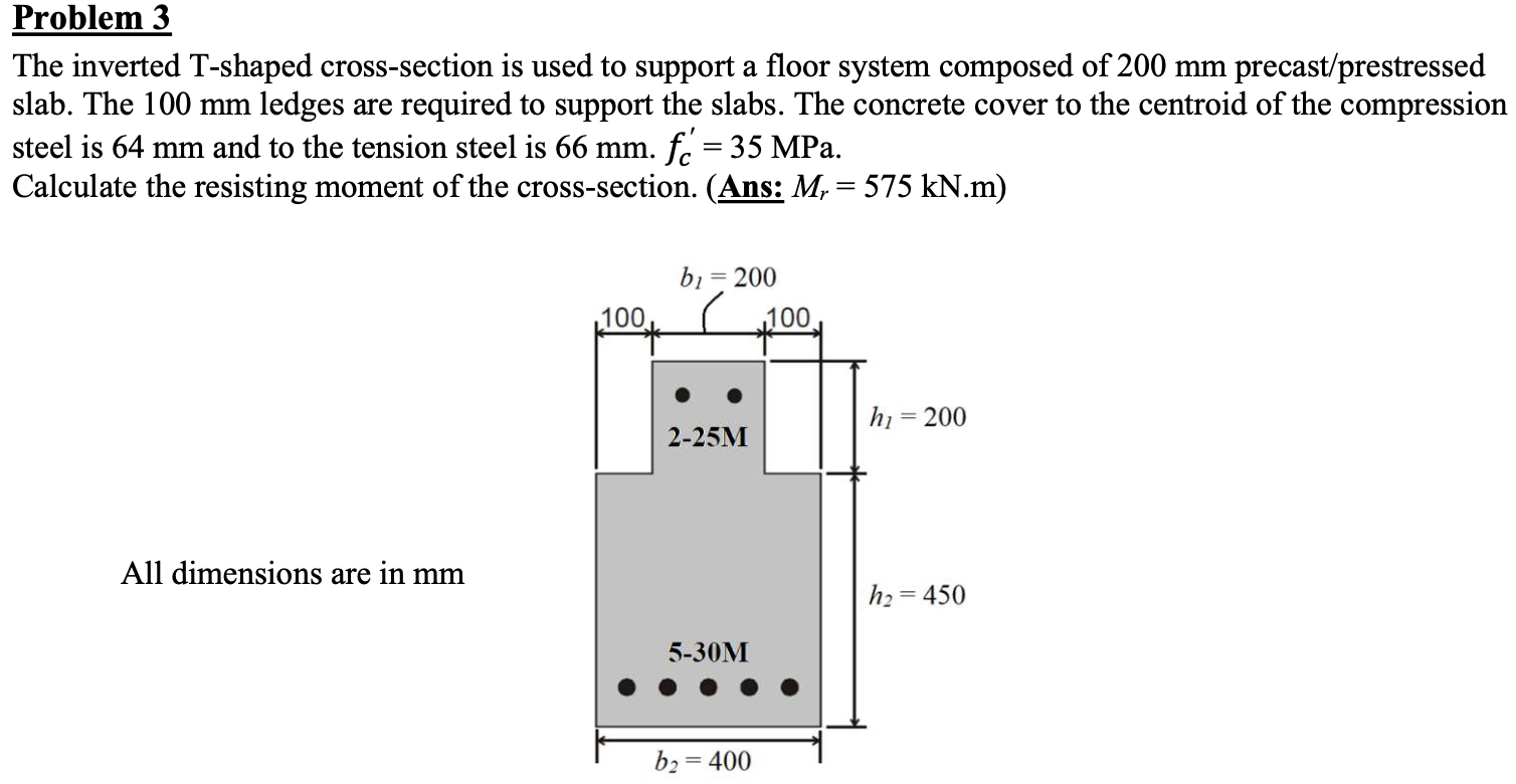 Problem 3The inverted T-shaped cross-section is used | Chegg.com