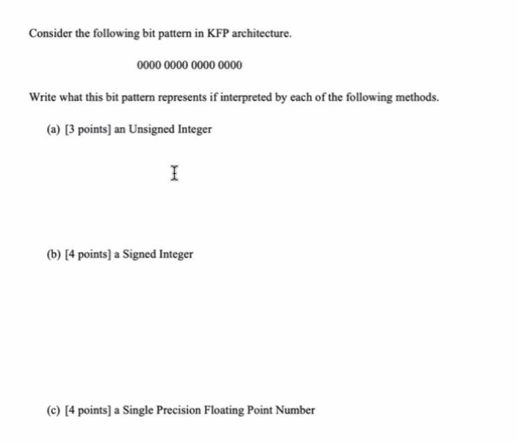 Solved Consider the following bit pattern in KFP | Chegg.com