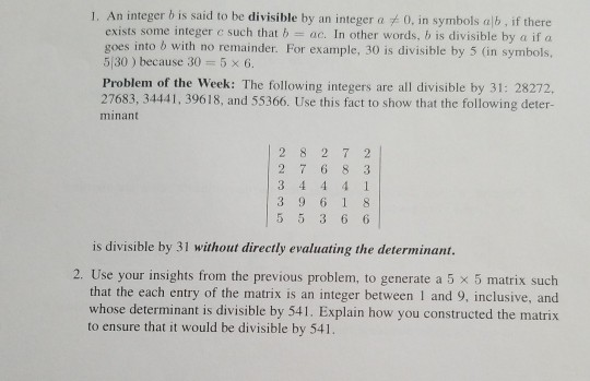 Solved 1. An integer bis said to be divisible by an integer | Chegg.com