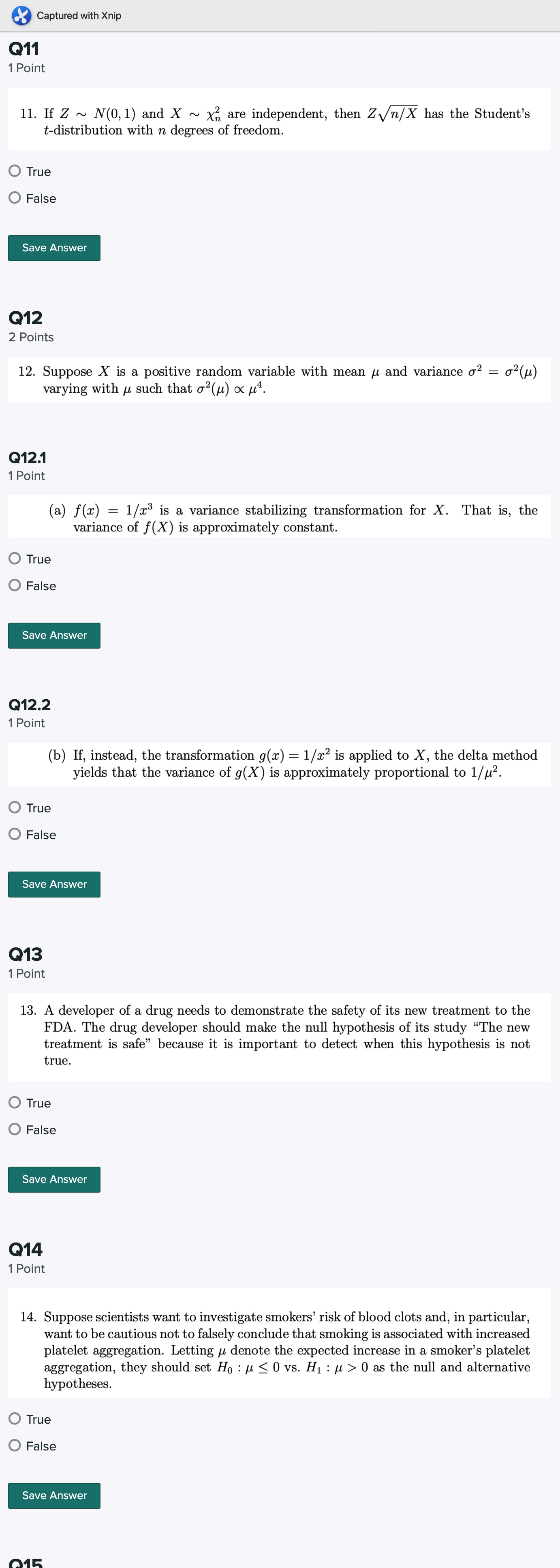 Solved Captured with Xnip Q11 1 Point 11. If Z ~ N(0,1) and | Chegg.com