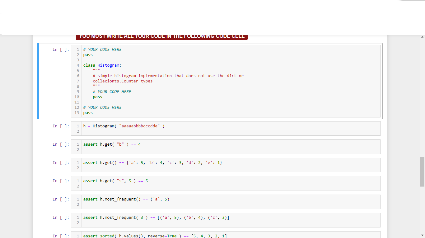 Question 1 Write A Python Class Named Histogram That 