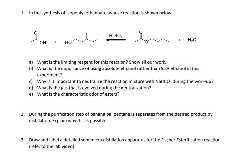 Solved Experiment: Fischer Ester Synthesis (FE) Title: | Chegg.com